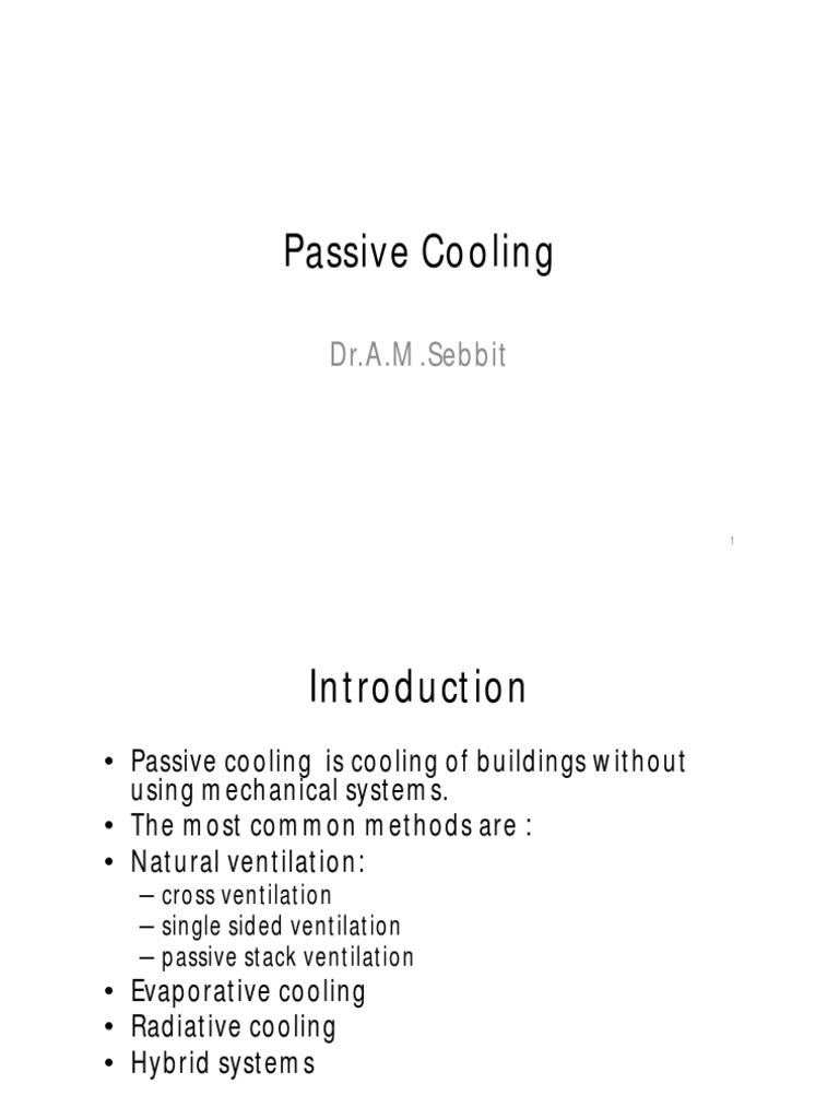 Passive Cooling | PDF | Ventilation (Architecture) | Air Conditioning