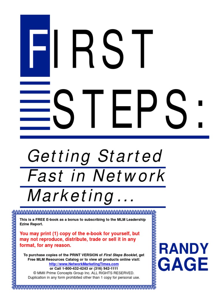 Irst Steps:: Getting Started Fast in Network Marketing .. | PDF | Career & Growth