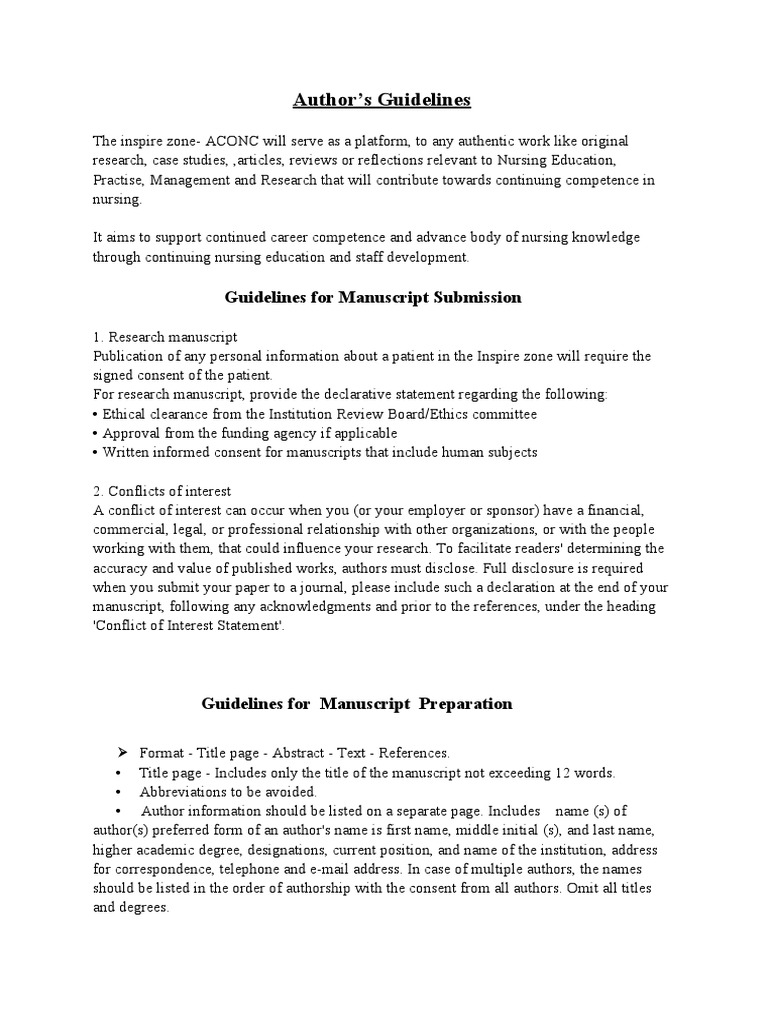 Author's Guidelines: Guidelines For Manuscript Submission | PDF ...