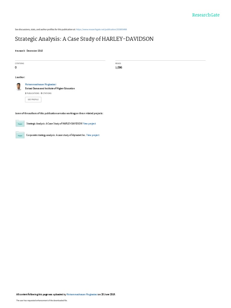 Strategic Analysis: A Case Study of HARLEY-DAVIDSON: December 2018 ...