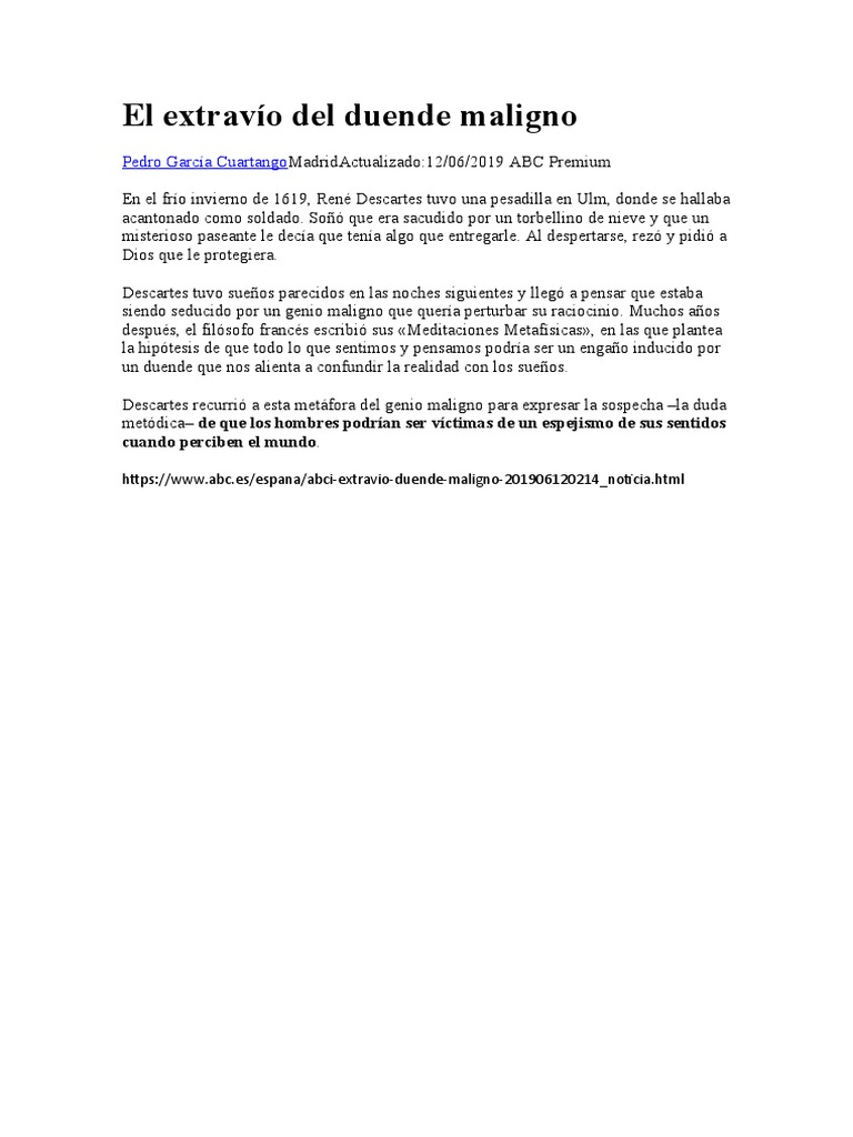 El Genio Maligno Significado | PDF