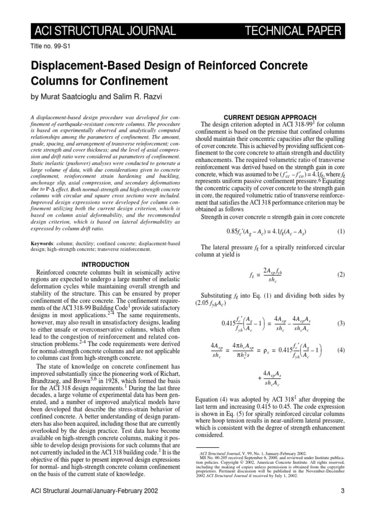 Displacement Based Design of Reinforced Concrete Columns For ...