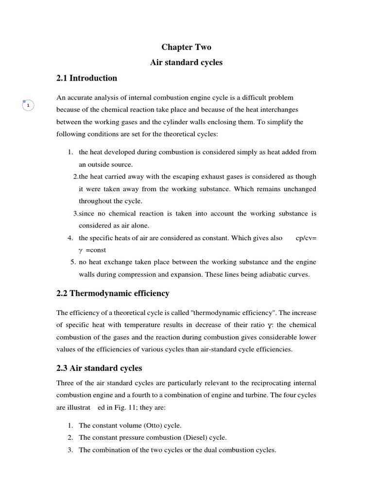 Chapter Two Air Standard Cycles Pdf Diesel Engine Internal