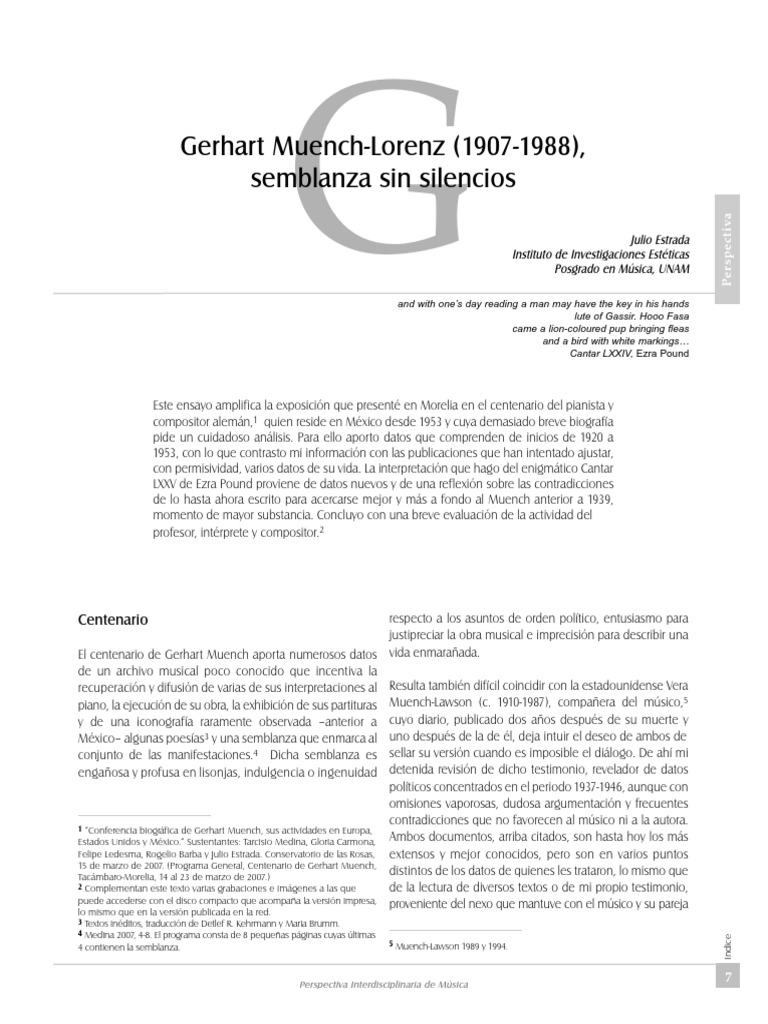 Gerhart Muench-Lorenz (1907-1988), Semblanza Sin Silencios | PDF ...