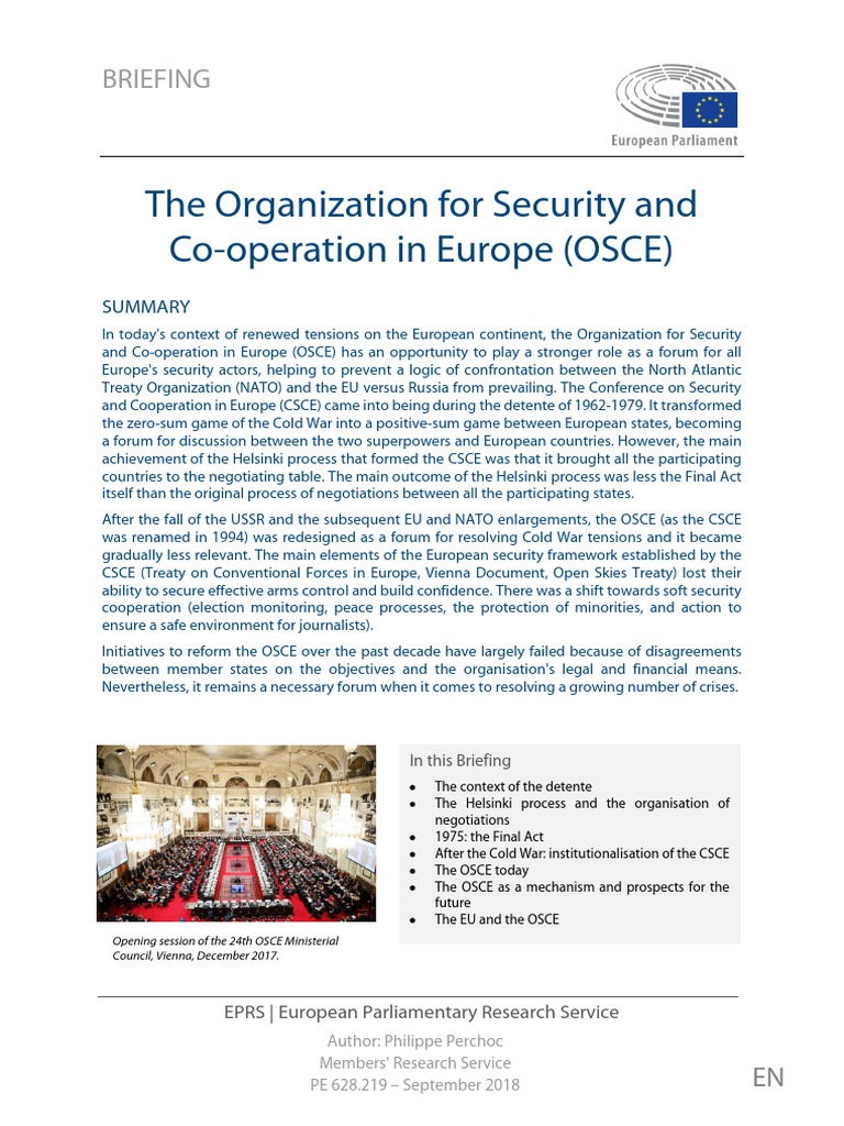 The Organization For Security and Co-Operation in Europe (OSCE) | PDF ...