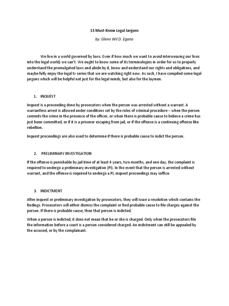 13 Must-Know Legal Jargons | PDF | Mens Rea | Burden Of Proof (Law)