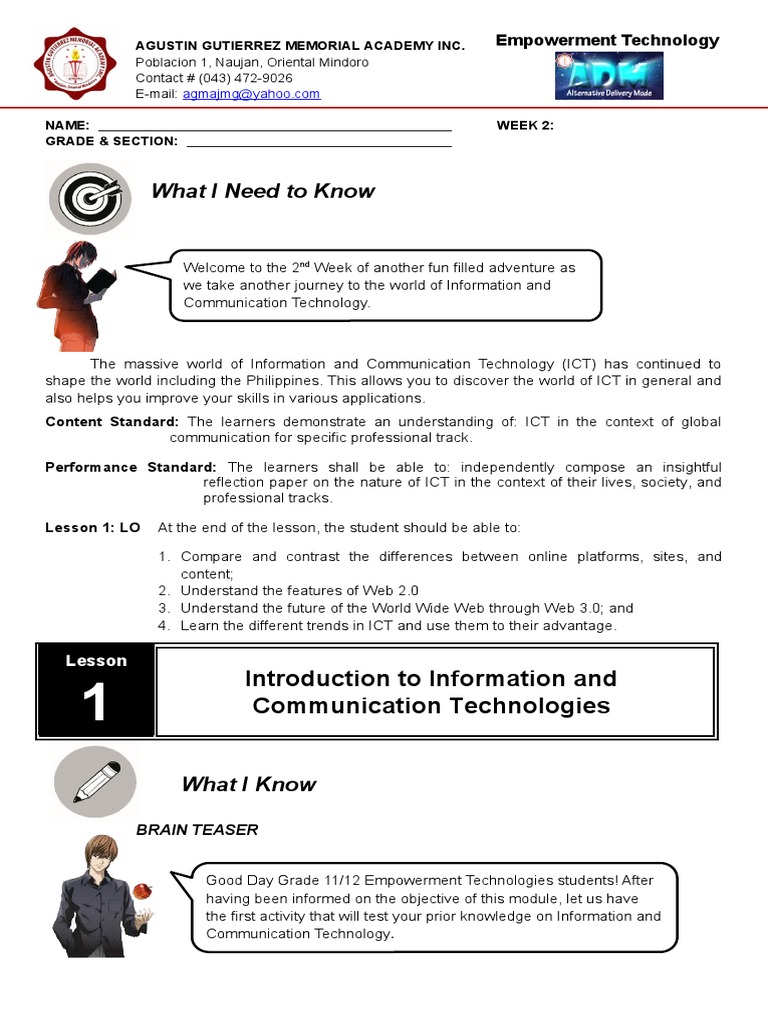 WK 2 Ict Senior High School | PDF | Websites | Educational Technology