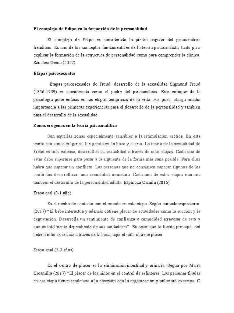 El complejo de Edipo y las etapas psicosexuales de Freud | PDF ...