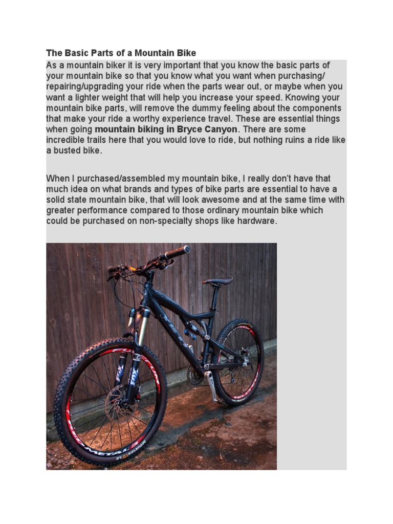 The Basic Parts of A Mountain Bike | PDF