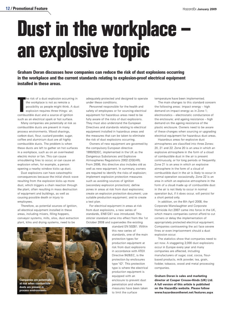 Dust in The Workplace - An Explosive Topic | PDF | Explosion ...
