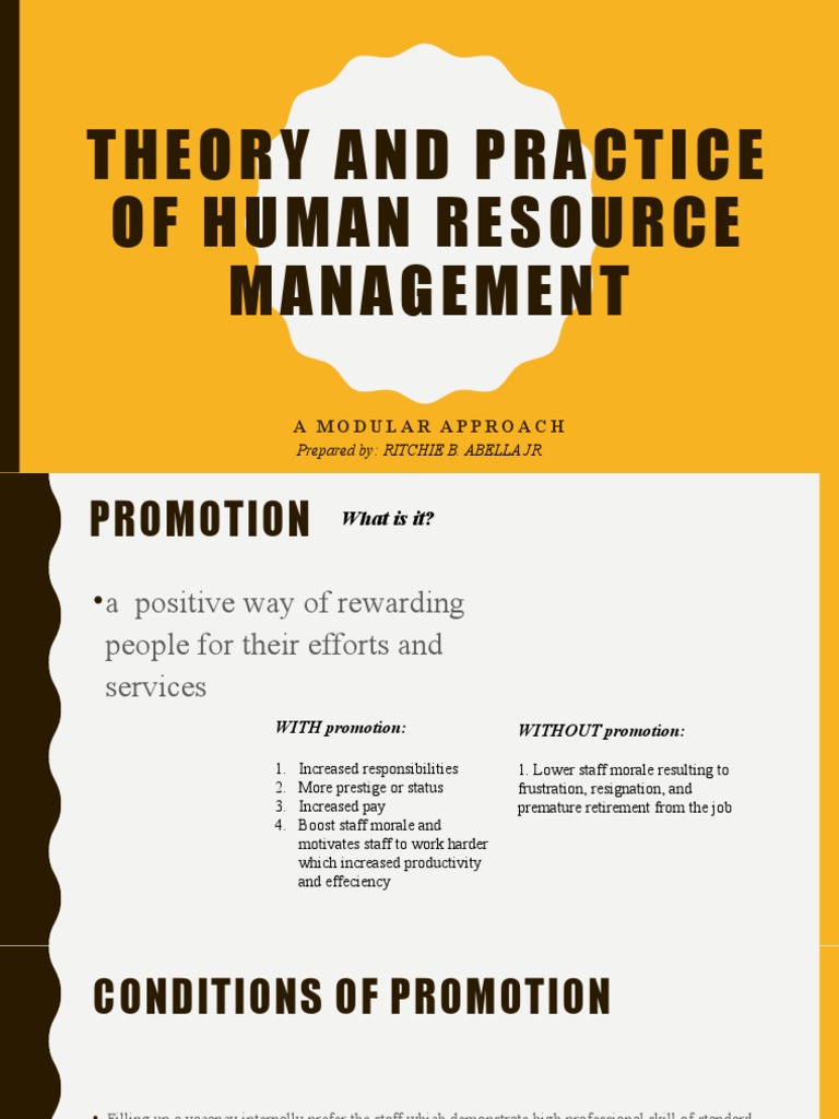 Theory and Practice of Human Resource Management: A Modular Approach ...