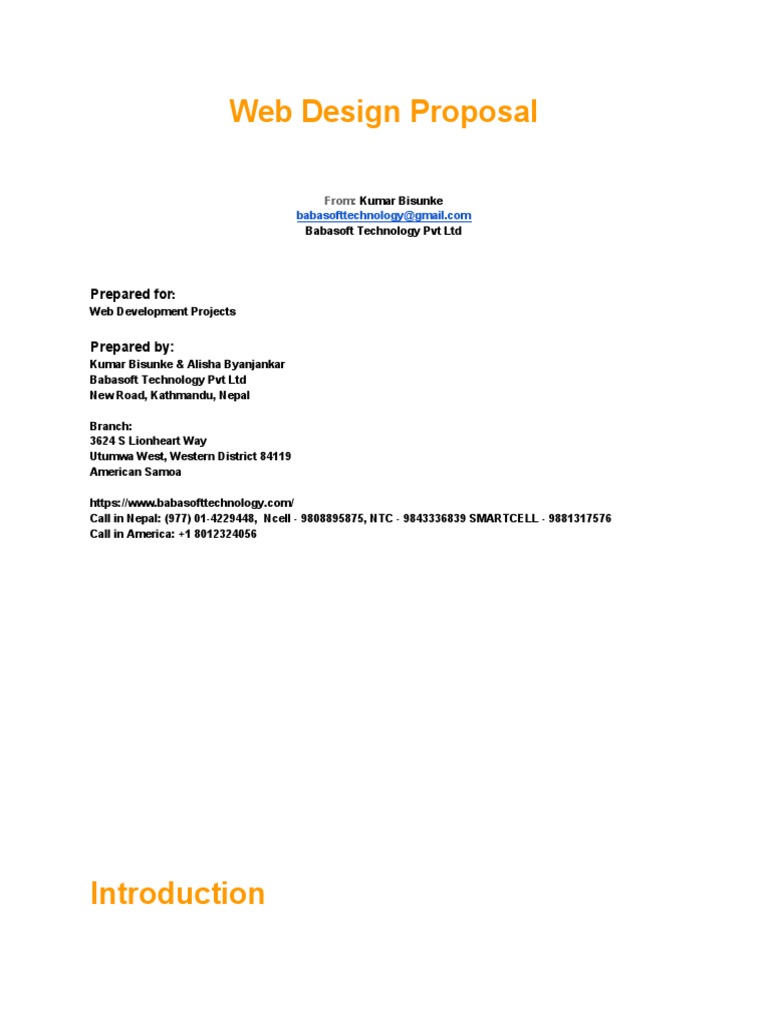 Website Proposal | PDF | World Wide Web | Internet & Web