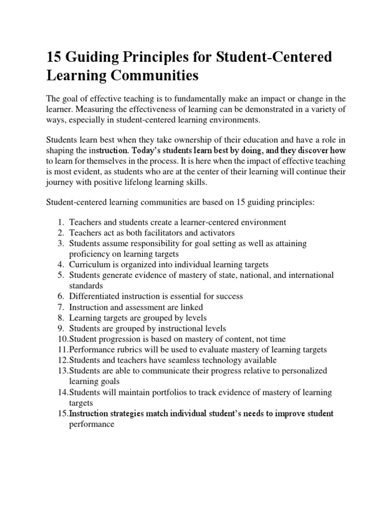 15 Guiding Principles For Student | PDF