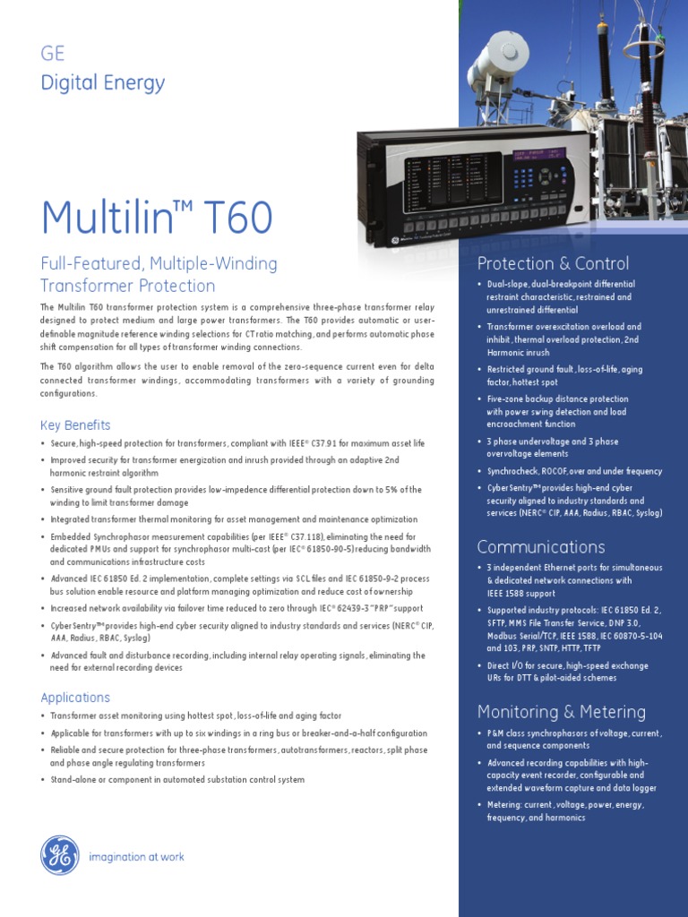 Multilin T60: Full-Featured, Multiple-Winding Transformer Protection ...