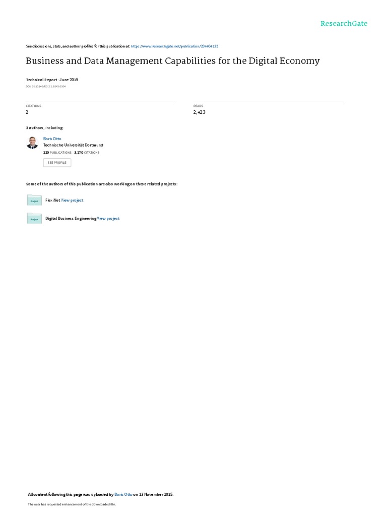 Business and Data Management Capabilities For The Digital Economy | PDF | Apache Hadoop | Cloud ...