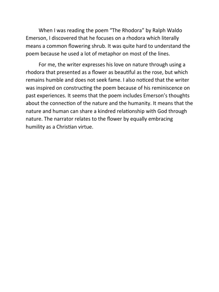 Reflection About The Poem Rhodora | PDF | Poetry | Classics