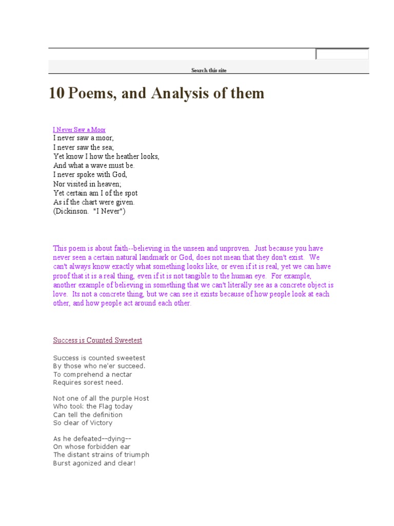 10 Poems With Analysis For FINAL | PDF | Emily Dickinson