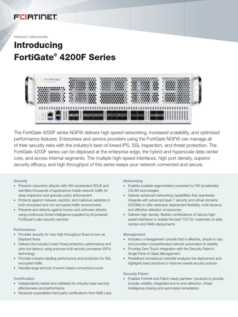 Fortigate 4200f Series | PDF | Transport Layer Security | Computer Network