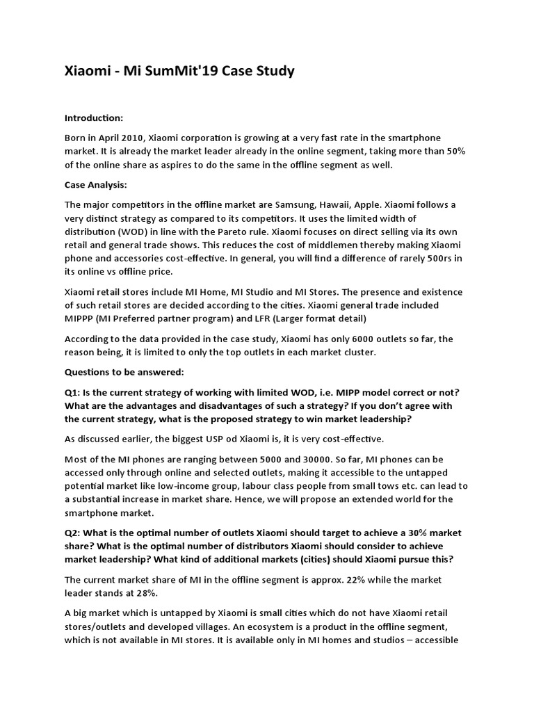 Xiaomi - Mi Summit'19 Case Study | PDF | Xiaomi | Smartphone