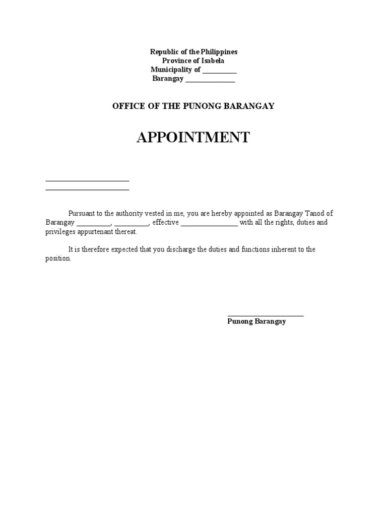 Appointment Tanod | PDF