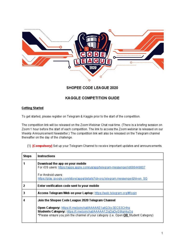 Participants Kaggle Guide - Shopee Code League 2020 | PDF | Internet Forum | Analytics
