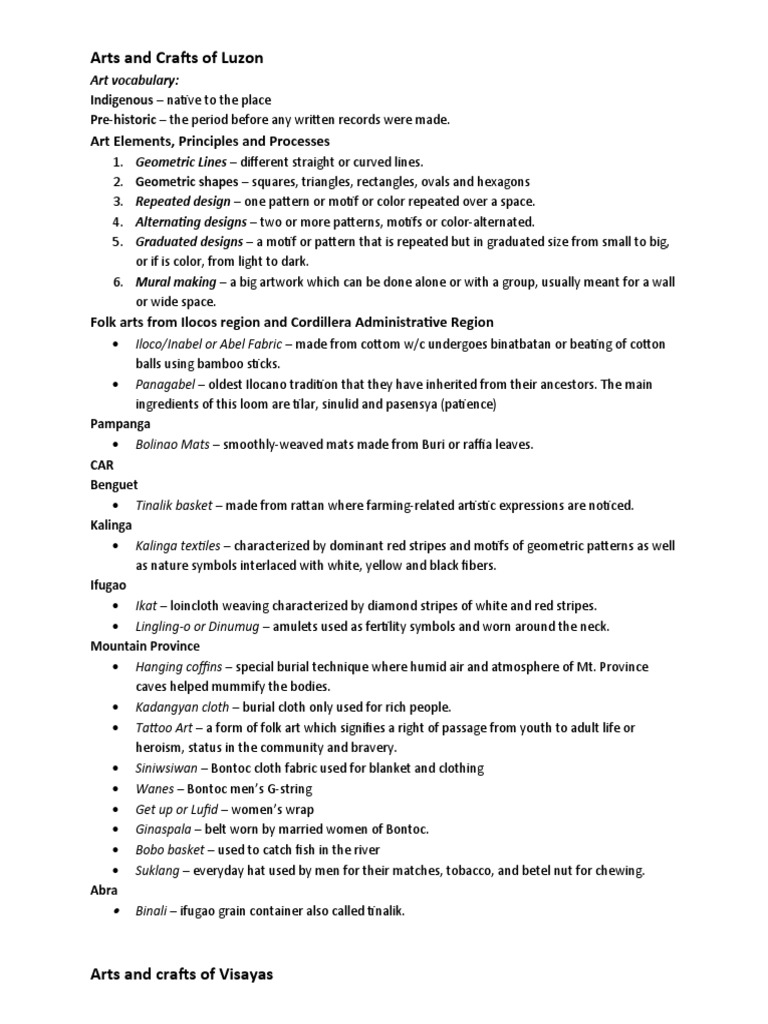 Arts and Crafts of Luzon | PDF | Philippines