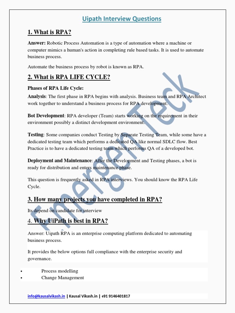 Ui Path - Interview Questions | PDF