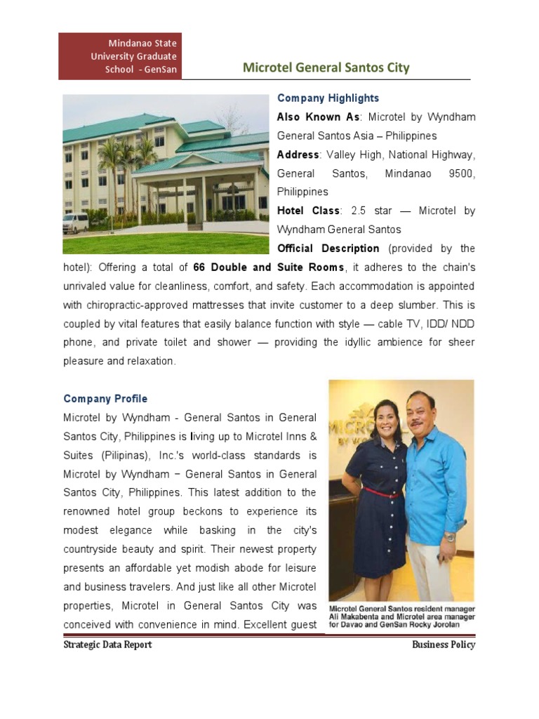 Microtel General Santos City: Company Highlights | PDF | Hotel | Hotel ...