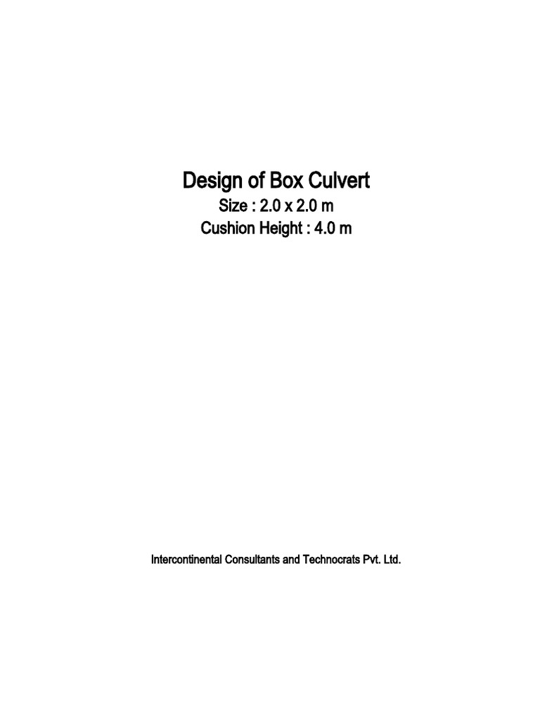 Box Culvert - 2x2-4.0m Cushion | PDF | Strength Of Materials | Young's ...