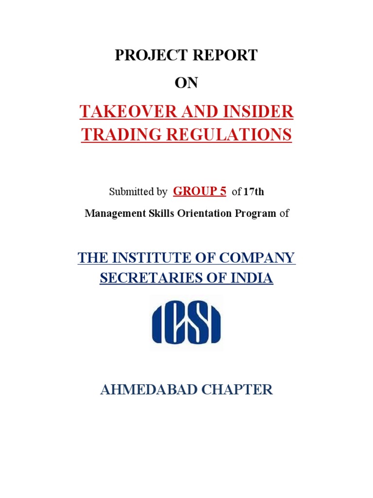 Takeover and Insider Trading Regulations: Project Report ON | PDF ...