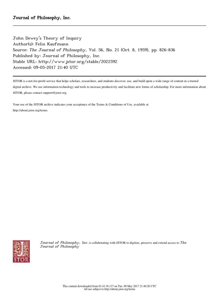Journal of Philosophy, Inc. The Journal of Philosophy | PDF | Inquiry ...