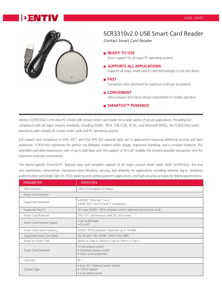 SCR3310v2.0 USB Smart Card Reader | PDF | Smart Card | Usb