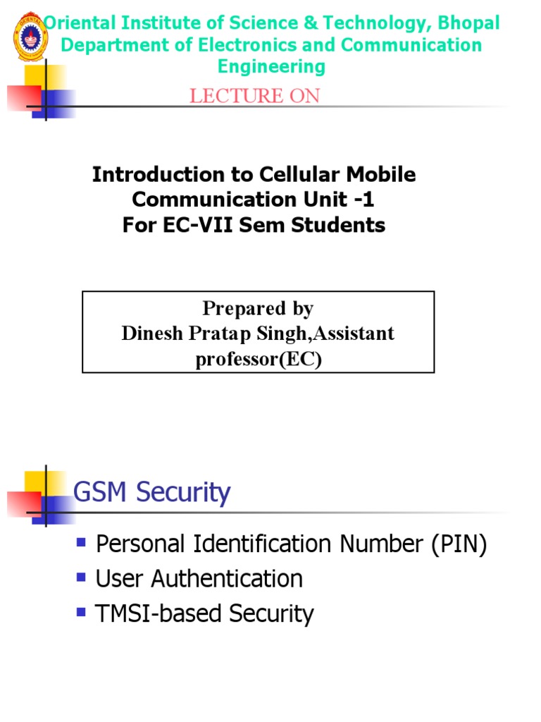 Lecture On: Introduction To Cellular Mobile Communication Unit - 1 For ...