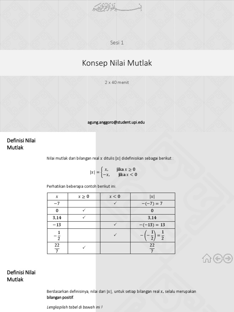 Konsep dan Definisi Nilai Mutlak | PDF