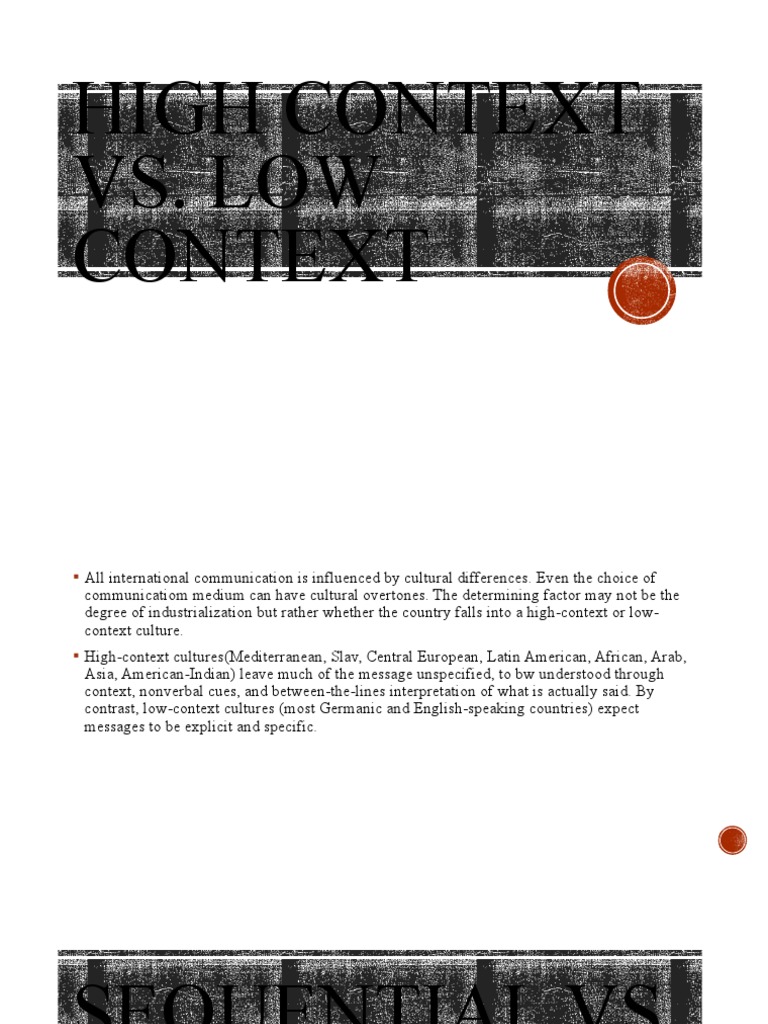 High Context VS Low Context | PDF | Nonverbal Communication | Communication