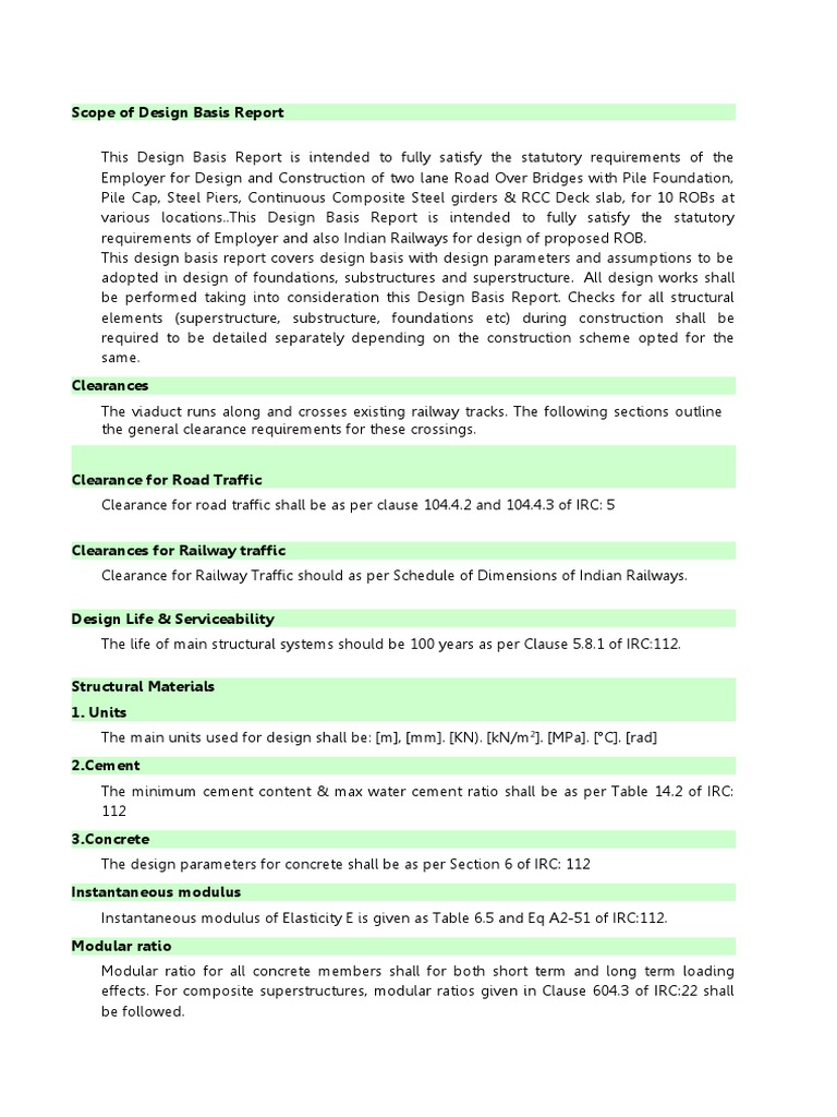 Design Basis Report - Draft | PDF | Structural Steel | Concrete