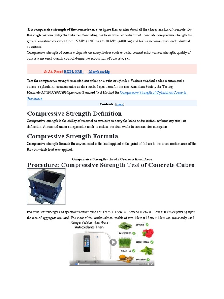 Testing of Concrete Cube | PDF | Concrete | Strength Of Materials
