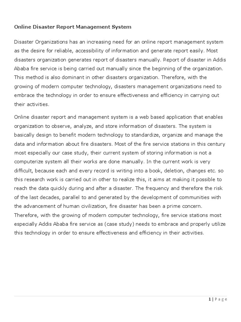 Online Disaster Report Management System | PDF | Passport | Ethiopia