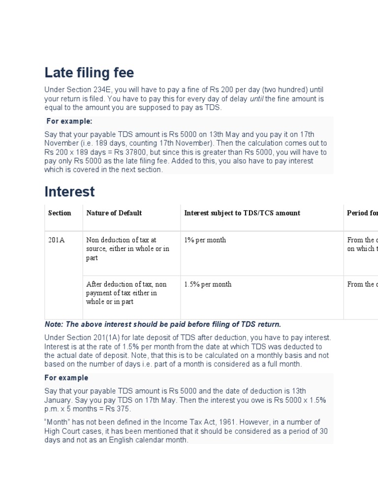 Late Filing Fee: For Example | PDF