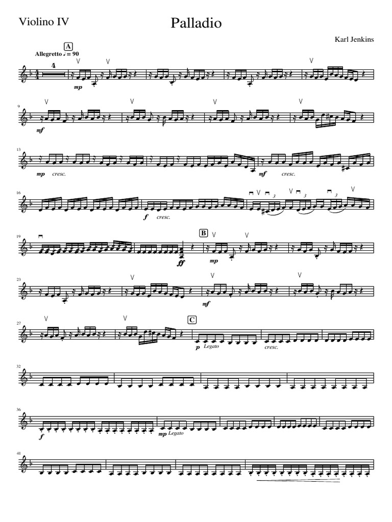 Palladio Sheet Music for Violin IV | PDF | Orchestral Music | Classical ...