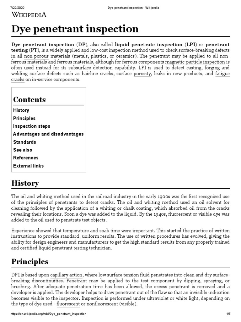 Dye Penetrant Inspection | PDF | Business Process | Building Engineering