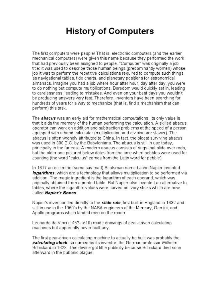 History of Computers | PDF | Multiplication | Manufactured Goods