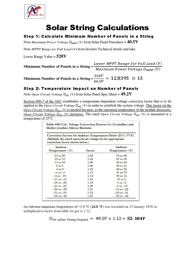 Solar String Calculations | PDF | Energy Technology | Electric Power