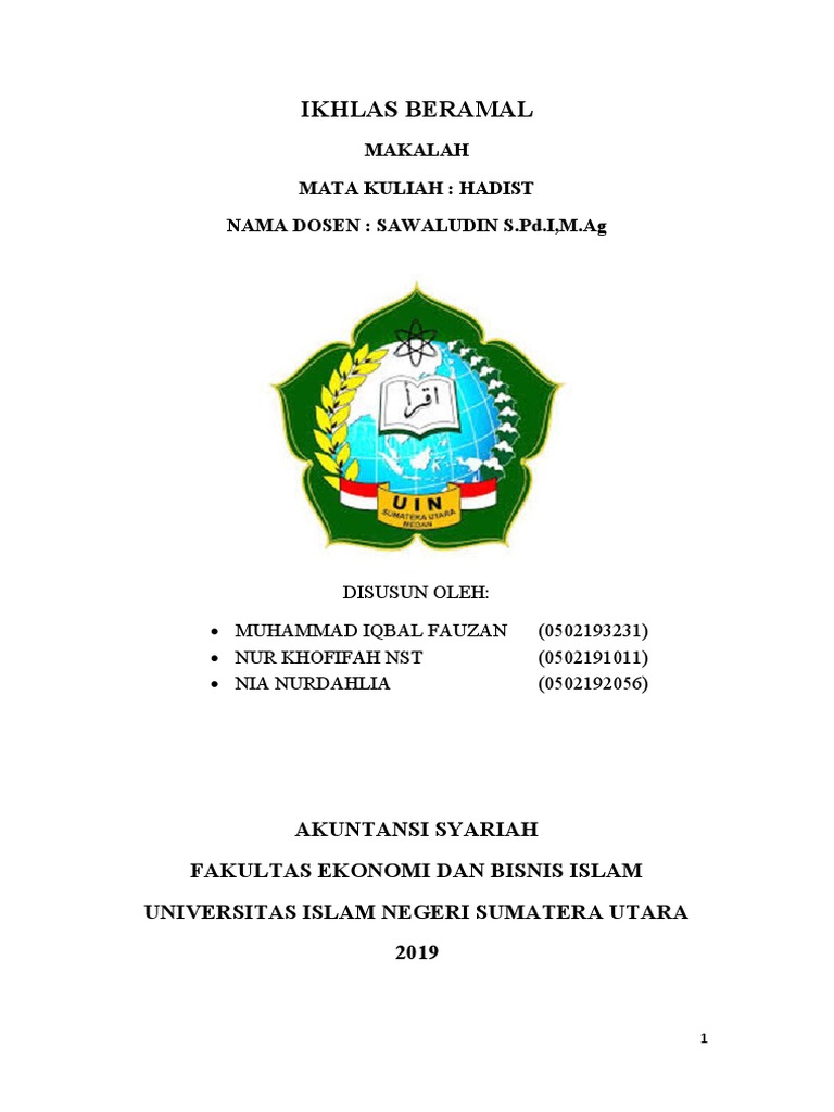 Makalah Ikhlas Beramal dalam Hadits | PDF