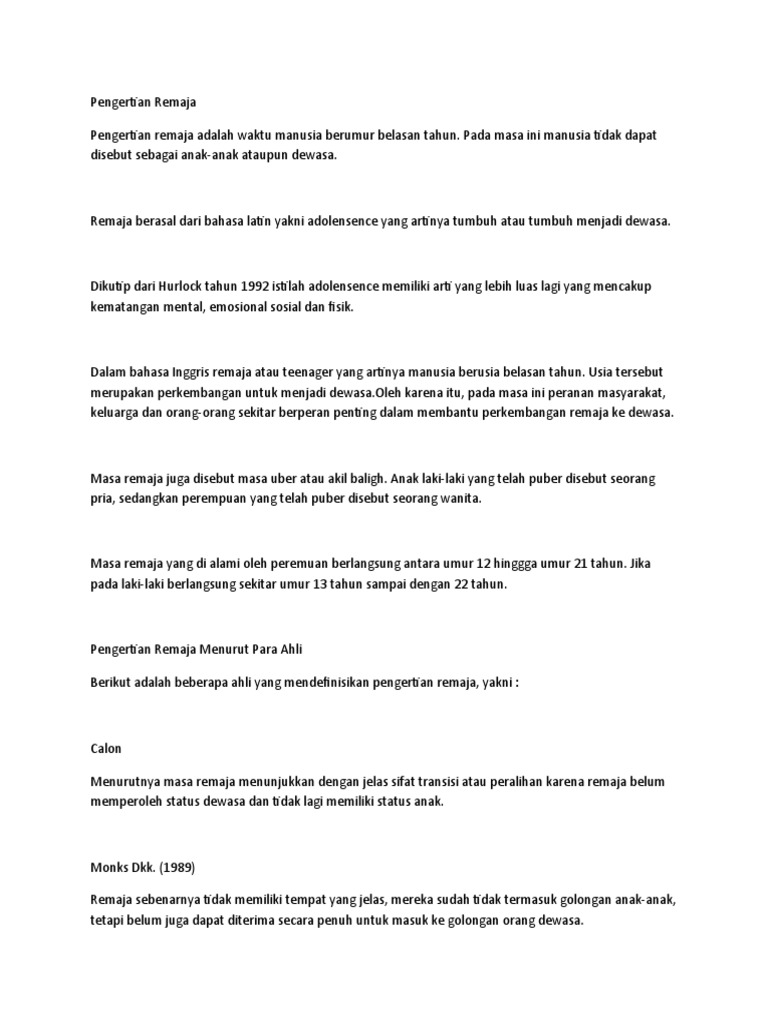 Remaja Laki-Laki Bu Kus | PDF