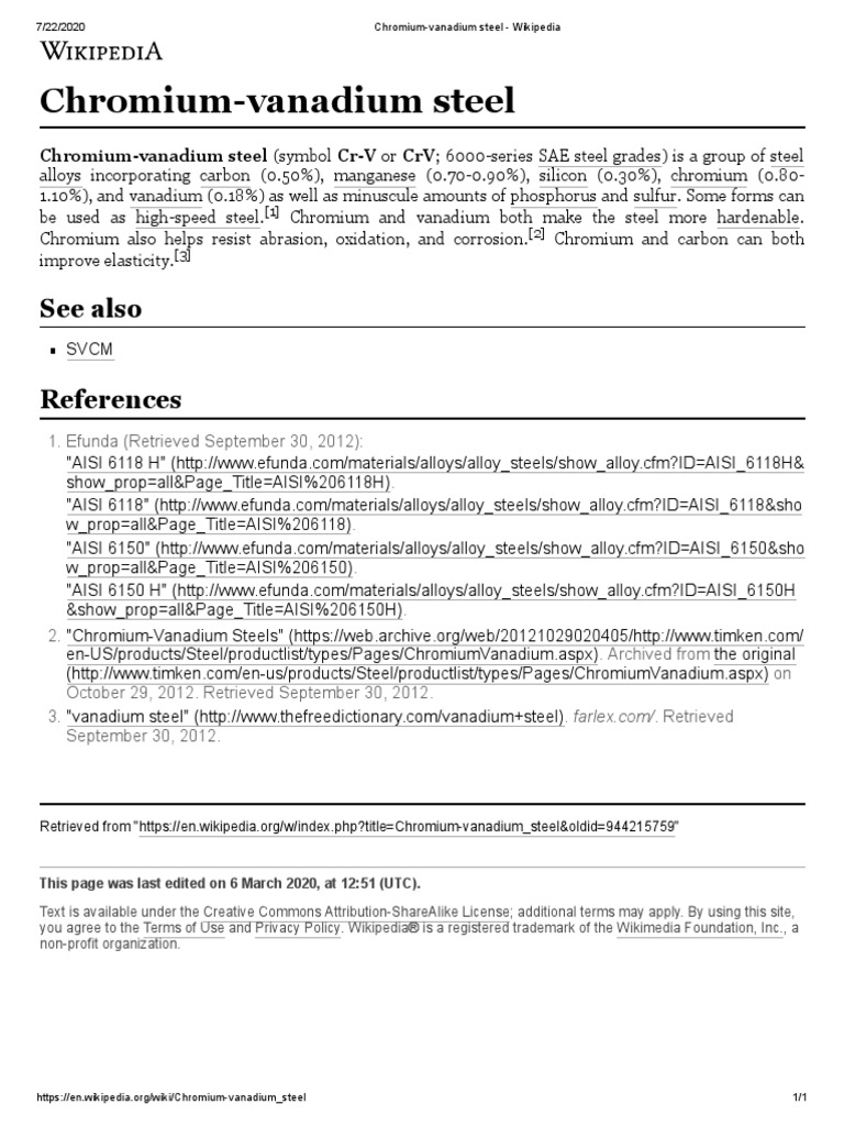 Chromium-Vanadium Steel | PDF