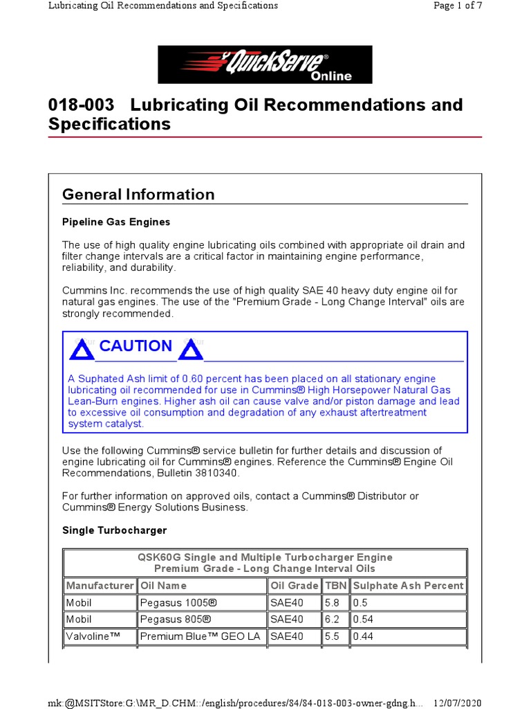 Lubricating Oil Recommendations | PDF | Motor Oil | Chromium