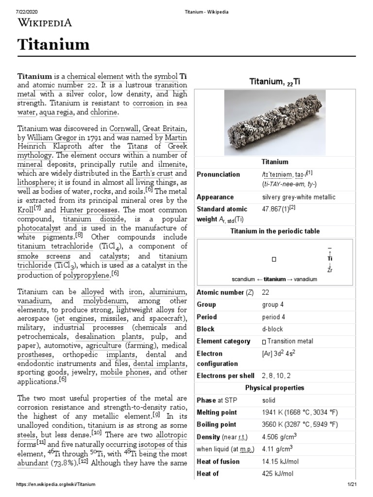 Titanium | PDF | Titanium | Titanium Dioxide