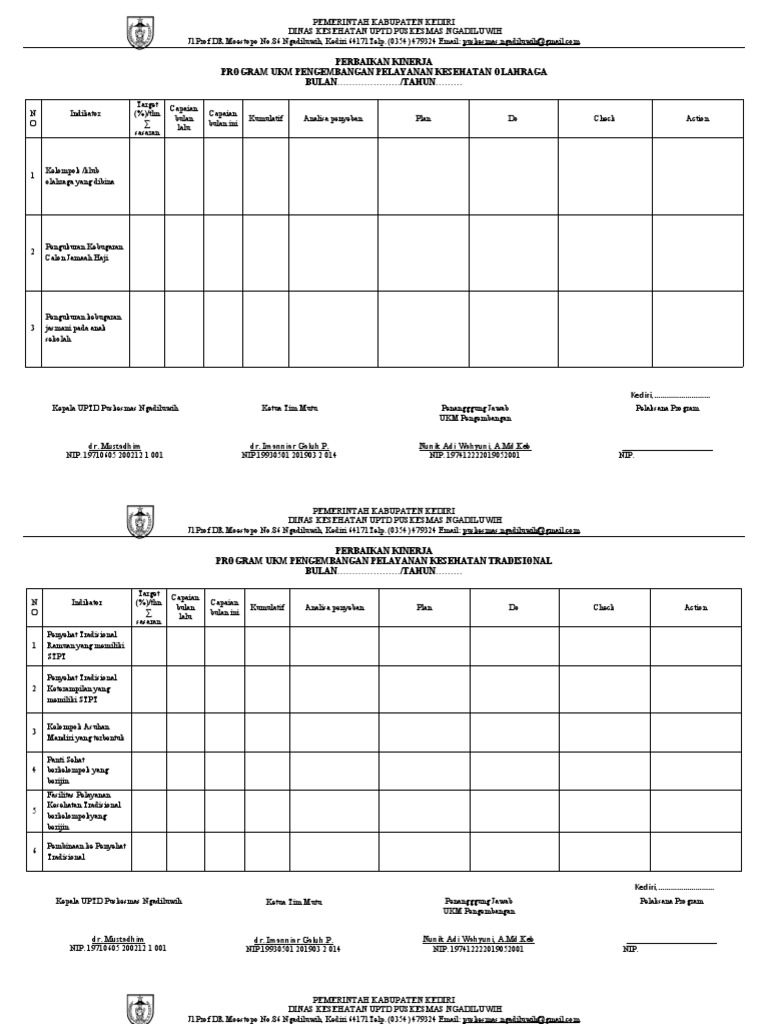 Form Pdca - Ukm Pengembangan | PDF