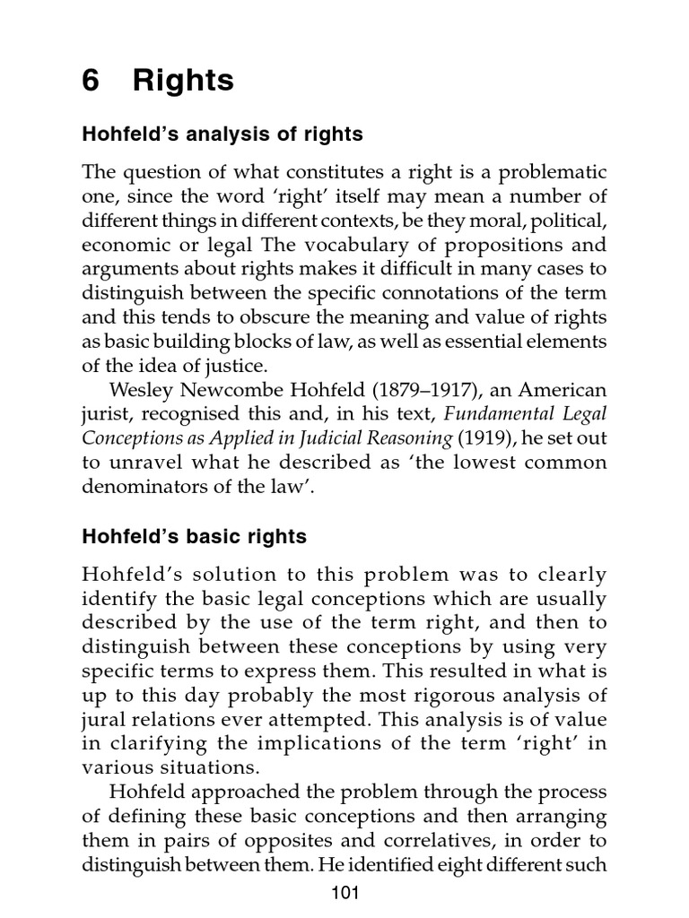 6 Rights: Hohfeld's Analysis of Rights | PDF | John Rawls | Justice